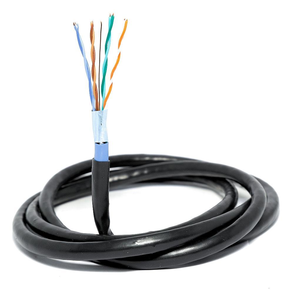 Cabo de rede cat5e preto dupla capa blindado - centralcabos