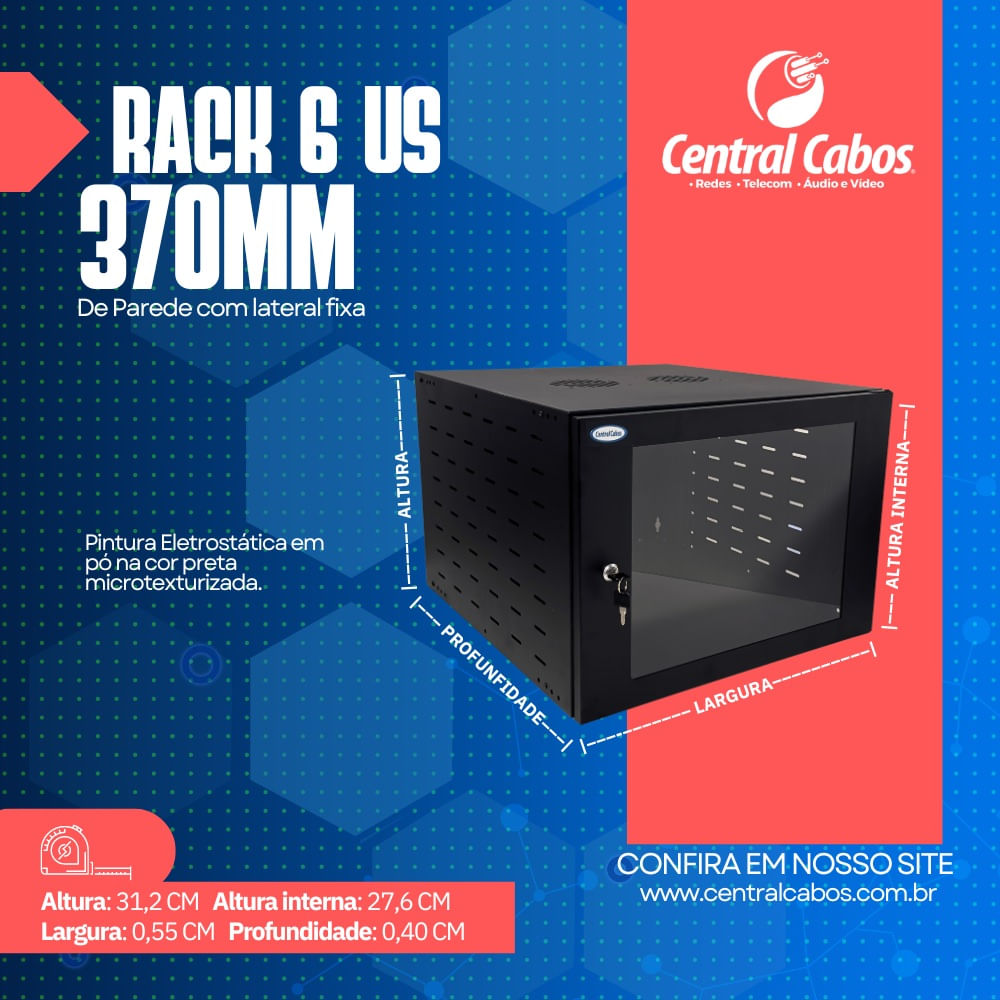 Mini Rack de Parede 6U - centralcabos